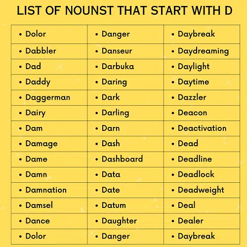 Nouns That Start With D