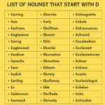Nouns That Start With E