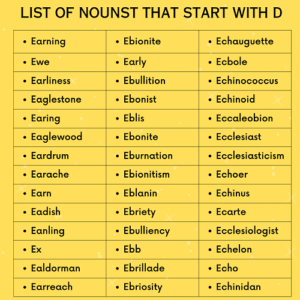 Nouns That Start With E