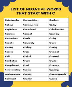 List of Negative Words That Start With C (With Definitions)