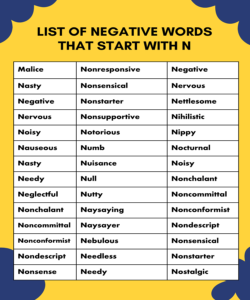 List of Negative Words That Start With N (With Definitions)